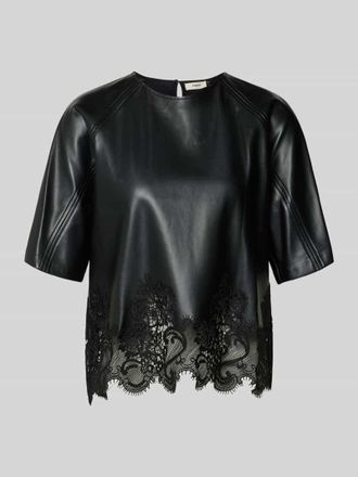 Suncoo Blusenshirt in Leder-Optik mit Spitzenbesatz Modell LONDON