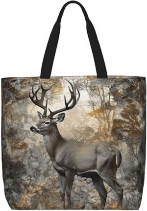 Generic Cerf Dans Le Fourr&eacute;2 Sac Fourre Tout Imperm&eacute;able Tote Bag D&eacute;contract&eacute; Sac A Main Femme Pour Shopping Travail Voyage