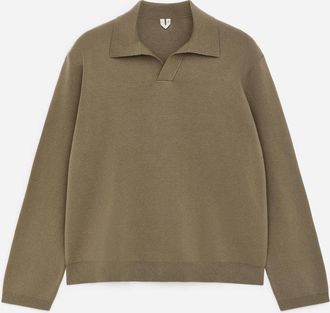 Arket Poloshirt Aus Baumwolle Und Seide -Gr&uuml;n