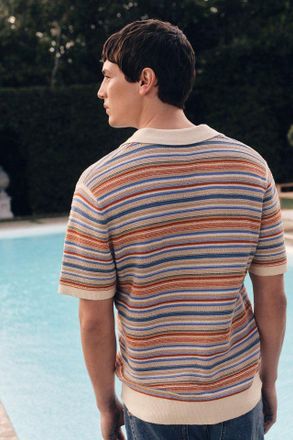 Next Poloshirt Regular Fit Boucl&eacute;-Poloshirt mit Streifen (1-tlg)