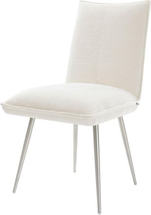 DELIFE Polsterstuhl Lelio-Flex 4-Fu&szlig; konisch Edelstahl Boucl&eacute; Soft Beige Taschenfederkern