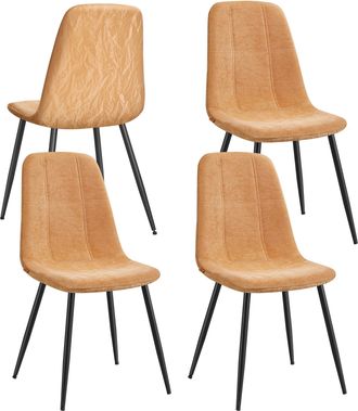 Vasagle Esszimmerstuhl 4er Set, K&uuml;chenstuhl, Polsterstuhl, Metallbeine, verstellbare F&uuml;&szlig;e, pflegeleicht, Chenille-Gewebe, PU mit von Gletschern inspiriertem M