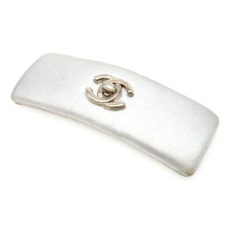 Chanel Pre-owned Coco Mark Leather Hair Clip - Femme - Pre-owned - Gris - Taille: ONE Size
