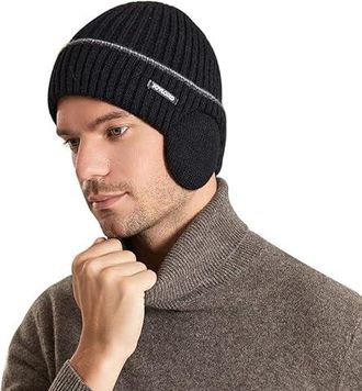 Generic Chapeau tricot&eacute; en laine chaude faite &agrave; la main pour femme - Coupe-vent - Pour gar&ccedil;ons, Noir, Taille unique