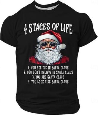 Generic T-shirt de No&euml;l pour homme - Pull &agrave; manches courtes - Style vintage - Imprim&eacute; P&egrave;re No&euml;l moche, Noir, XL