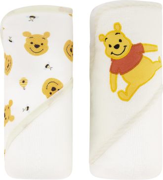 Disney Cudlie Baby Winnie Puuh Kapuzenhandt&uuml;cher, gerollt/kardiert, mit s&uuml;&szlig;em Lebensaufdruck, 2 St&uuml;ck
