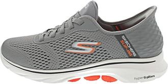 Skechers Homme Go Walk 7-Free Hand 2 Chaussures, Gris et Orange, 41.5 EU