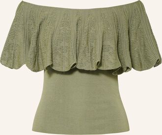 BA&SH Ba&Sh Off-Shoulder-Stricktop Mit Volants gruen