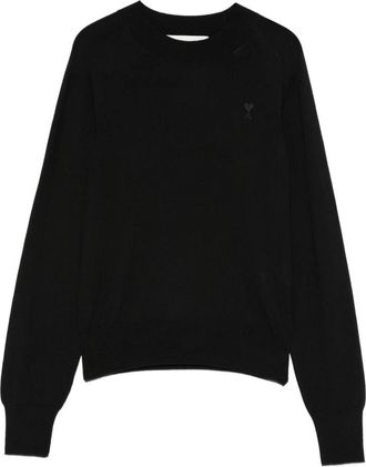 Ami Rundhals-Pullover mit Detail - - Knitwear - Damen - Schwarzk - S
