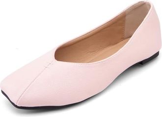 Generic Semelle Fine & Cuir Grenu Ballerines Femme (Tailles 32-54) 1cm Bout Carr&eacute; Chaussures &agrave; Enfiler - L&eacute;ger Large Printemps & Automne,Blush Pink,35 EU