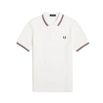Fred Perry Gestreiftes Kragen Polo Shirt - - Tops - Herren - Wei&szlig; - S