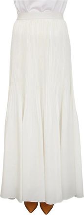 Twinset Femme, Jupes, Blanc, Taille: 40 FR Jupe Maxi Pliss&eacute;e en Cr&ecirc;pe de Chine
