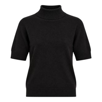 Akep Pullover mit besticktem Rollkragen und kurzen &Auml;rmeln - - Knitwear - Damen - Schwarzk - XL