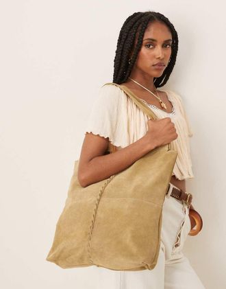 Becksöndergaard Demi - Wildleder-Schultertasche in Olivgrün mit Ziernaht