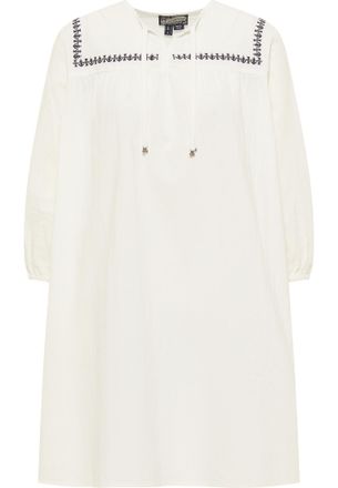 Dreimaster Dreimaster Midikleid mit Stickerei Damen Wollwei&szlig;