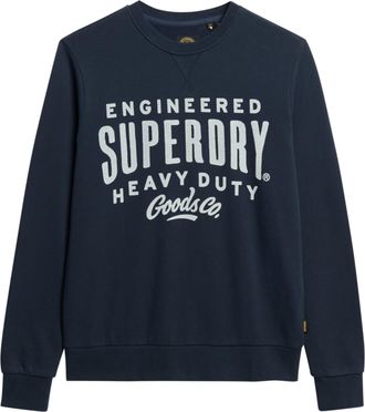 Superdry Herren Machined Goods Workwear Sweatshirt mit Rundhalsausschnitt Finster Marineblau XXXL