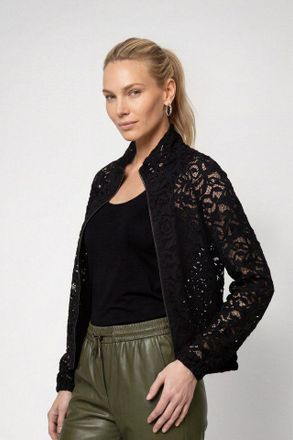 Monari Strickjacke Jacke Strickjacke Spitze Regular fit mit Stehkragen