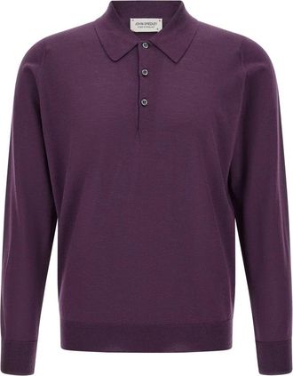 John Smedley Dorset Langarm-Poloshirt - - Tops - Herren - Lila - M