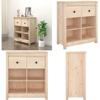 vidaXL Sideboard 70x35x80 cm Massivholz Kiefer - Sideboard - Holz Sideboard - Massiver Kiefernschalter - Wohnzimmer M&ouml;bel - Schreibtisch - Home & Living