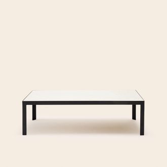 Madura Table Basse Orelia Blanc min&eacute;ral et m&eacute;tal noir - BLANC