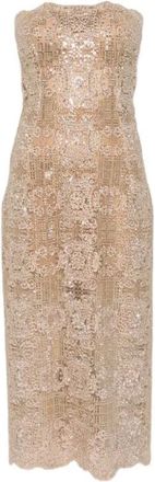 Ermanno Scervino Femme, Robes, Beige, Taille: 40 FR Dress With Embroidery