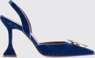 Amina Muaddi Begum Slingback-Pumps aus Satin mit Schmuckschnalle und ausgestelltem Absatz
