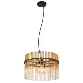 Globo Lighting Lampe &agrave; suspendre Lampe de salon Lampe de salle &agrave; manger Plafonnier, m&eacute;tal noir Barres en verre fum&eacute;, 1 flamme E27, d 40 cm