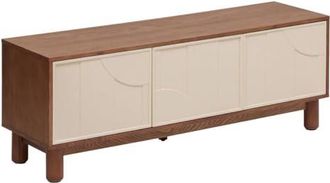 Atmosphera Atmosphera - Meuble TV Jilani - 2 Portes, 4 Etag&egrave;res et 1 Tiroir - Bois Marron avec Pieds en H&eacute;v&eacute;a - Design Moderne et Rangement Pratique - 140x40cm