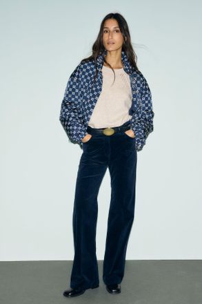 Gerard Darel Pantalon large en velours - MAG - Marine