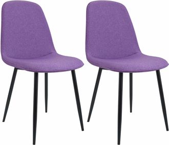 Clp Esszimmerstuhl 2er Set gepolstert Maryam, Küchenstuhl mit Rückenlehne und schwarzem Metallgestell, bis 150 kg belastbar, Farbe:lila, Material:Stoff