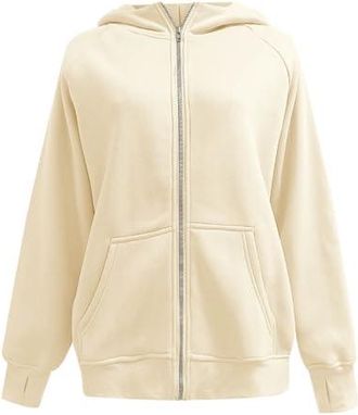 Generic Vestes pour femmes 2026 &agrave; la mode avec fermeture &eacute;clair et poche pour lautomne et lhiver, beige, XXL