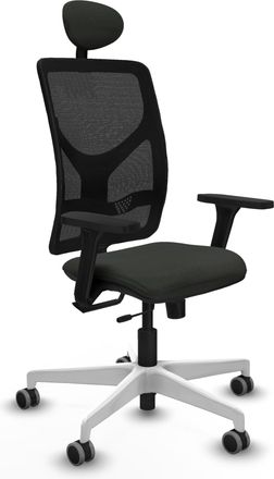 Piqueras y Crespo PC-Stuhl mit Armlehnen, schwarzes Netzgewebe, 3D-Arme, h&ouml;henverstellbare Lendenwirbelst&uuml;tze und festes Kopfteil, ausgestattet mit Syncro/Traslack und 