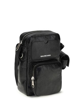 Balenciaga Mens Superbusy Vertical Shoulder Bag Black