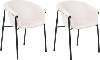 Beliani Esszimmerstuhl 2er Set Beige Stoff mit Schwarzen Metallbeinen Retro-Design Polsterstuhl Wohnzimmer Essbereich Flur Diele Ausstattung Möbel