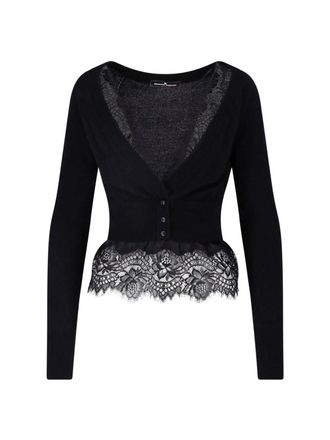 Ermanno Scervino Kaschmir- Und Spitzenstrickjacke