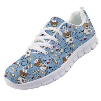 CHAQLIN Herren Damen Laufschuhe Blau Cartoon B&auml;r Krankenschwester B&auml;r Turnschuhe Atmungsaktive Trainer Arbeitsschuhe EU40