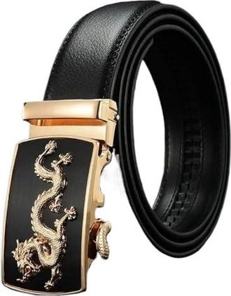 Generico Ceintures pour hommes avec boucle automatique Nouvelles ceintures en cuir pour homme daffaires bracelet noir, Glod, 110