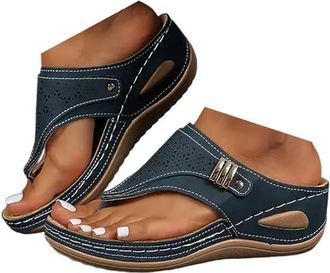 Generic Sandales orthop&eacute;diques compens&eacute;es pour femme - Tongs antid&eacute;rapantes avec soutien de la vo&ucirc;te plantaire - Chaussures de mariage &agrave; enfiler - Bout ouvert