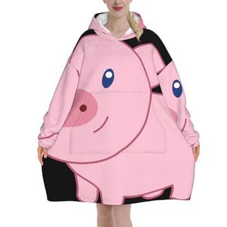 Generic Sweat &agrave; capuche mignon en forme de cochon de dessin anim&eacute; pour femmes et hommes adultes surdimensionn&eacute;s pour une couverture douce et chaude