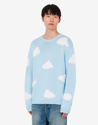 Moschino Pullover aus Bio-Baumwollmischung Archive Cloud - Blau