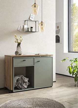 Schildmeyer Tiny Working Kommode 701834, Pistazie/Eiche Landhaus Dekor, 104,6 x 39 x 75,3 cm