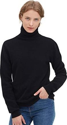 LilySilk Pull Cachemire pour Femme Col Roul&eacute; Coupe Classique Ultra Douce Pull-Over Manches Longues Hiver Automne Confortable Anti-Froid Cadeau pour Femme S Noi