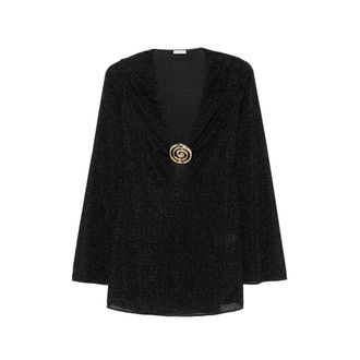 Os&eacute;ree Lumi&egrave;re Embellished V-neck Mini Dress