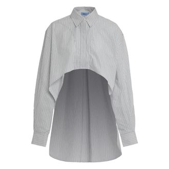 MUGLER Femme, Blouses et Chemises, Gris, Taille: 34 FR Chemise Ray&eacute;e en Coton