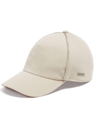 Ermenegildo Zegna casquette en coton m&eacute;lang&eacute; &agrave; plaque logo - Tons neutres