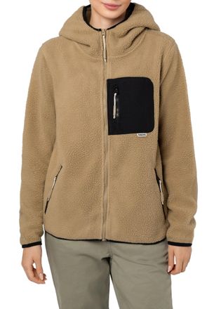 Sublevel Damen Fleecejacke mit Brusttasche - Bequeme &Uuml;bergangsjacke mit Kapuze in Verschiedenen Farben, Ideal f&uuml;r Outdoor-Aktivit&auml;ten middle-beige XXL