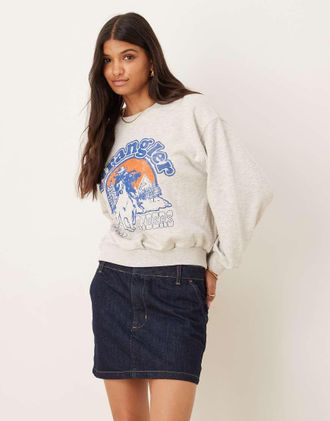 Wrangler Sweat avec imprimé cowboy devant - Gris chiné-Neutre