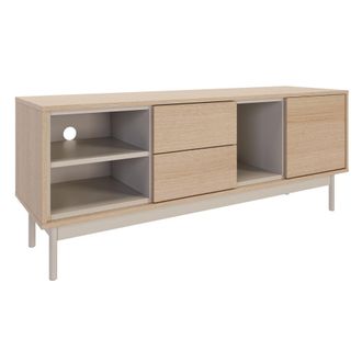 Selsey Tv Schrank - Modernes Tv Board F&uuml;r Wohnzimmer, 138 cm, Lindberg-Eiche & Kaschmir, Stauraum Mit Schrank, 2 Schubladen, 3 F&auml;cher, Hochwertiges Laminat, 