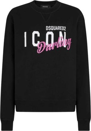 Dsquared2 Femme, Sweatshirts et sweats &agrave; capuche, Noir, Taille: 36 FR Icon Darling SweaT-shirt