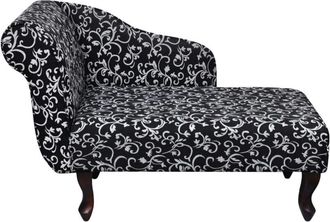 vidaXL Chaise longue Noir et blanc Tissu